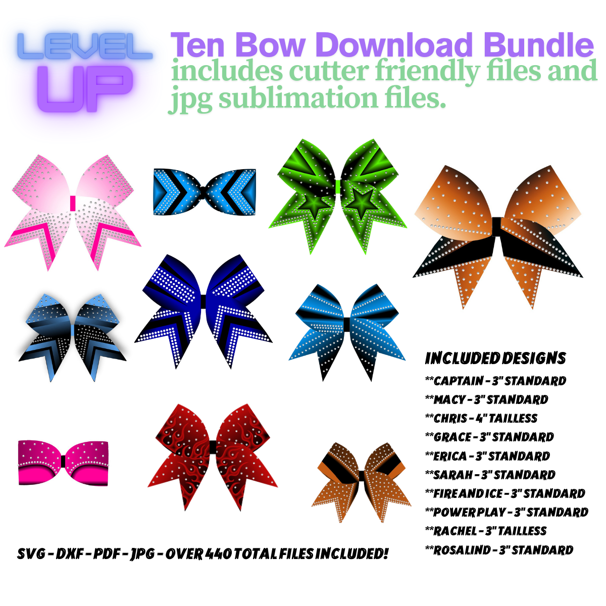 Ten Bow Bundle Pack - Includes HTV and Sublimation Files – Cheer Bow Supply