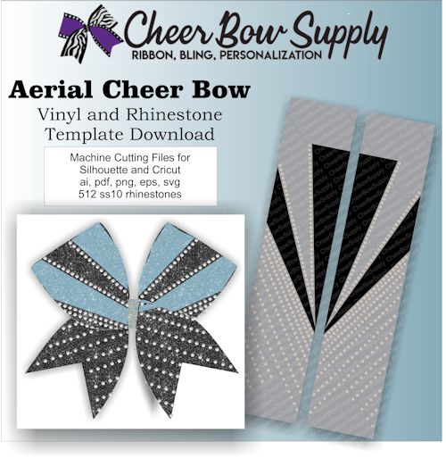 Aerial Rhinestone and Vinyl or Sublimation Mixed Media 3" Cheer Bow Fi ...