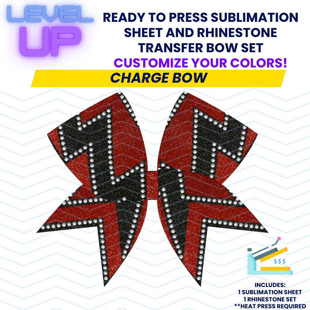3" Standard Cheer Bow - Charge Bow Sublimation & Rhinestone Ready To P ...