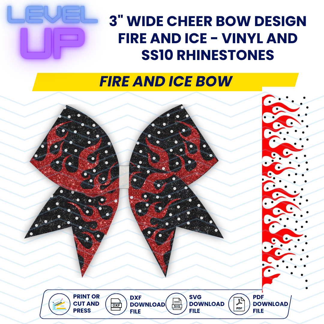 Fire and Ice Bow Rhinestone and Vinyl or Sublimation Mixed Media 3" Ch ...
