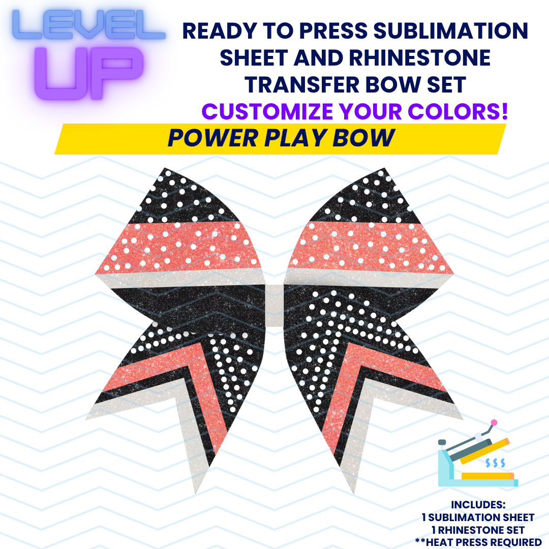 3" Standard Cheer Bow - Power Play Bow Sublimation & Rhinestone Ready ...