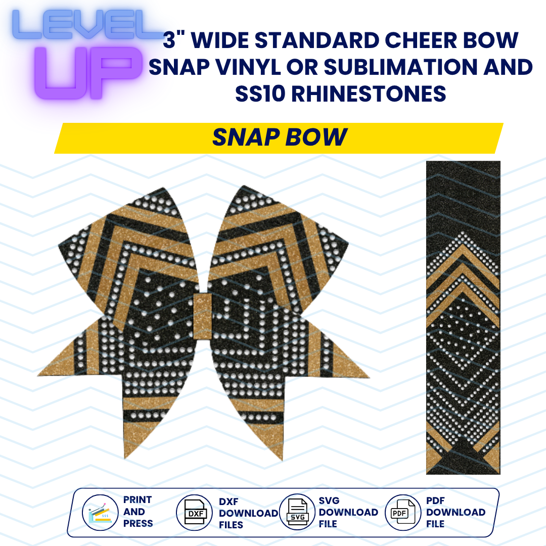 Snap Bow Rhinestone and Vinyl or Sublimation Mixed Media 3" Cheer Bow ...