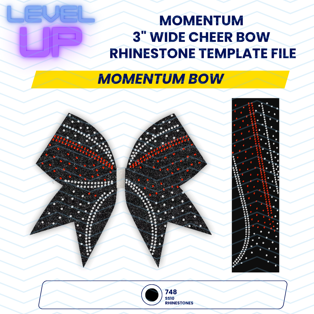 Momentum Rhinestone Cheer Bow SVG Template | Flow Line Bow Design | Rh ...