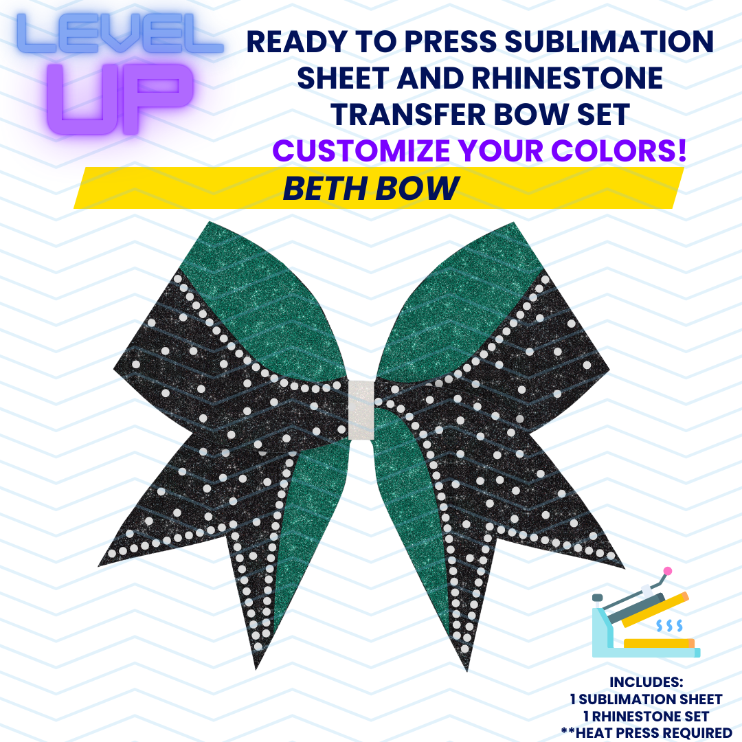 3" Standard Cheer Bow - Beth Bow Sublimation & Rhinestone Ready To Pre ...