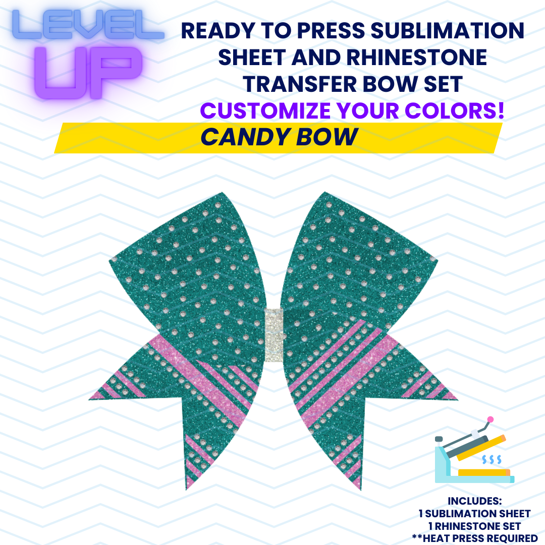 3" Standard Cheer Bow - Candy Bow Sublimation & Rhinestone Ready To Pr ...