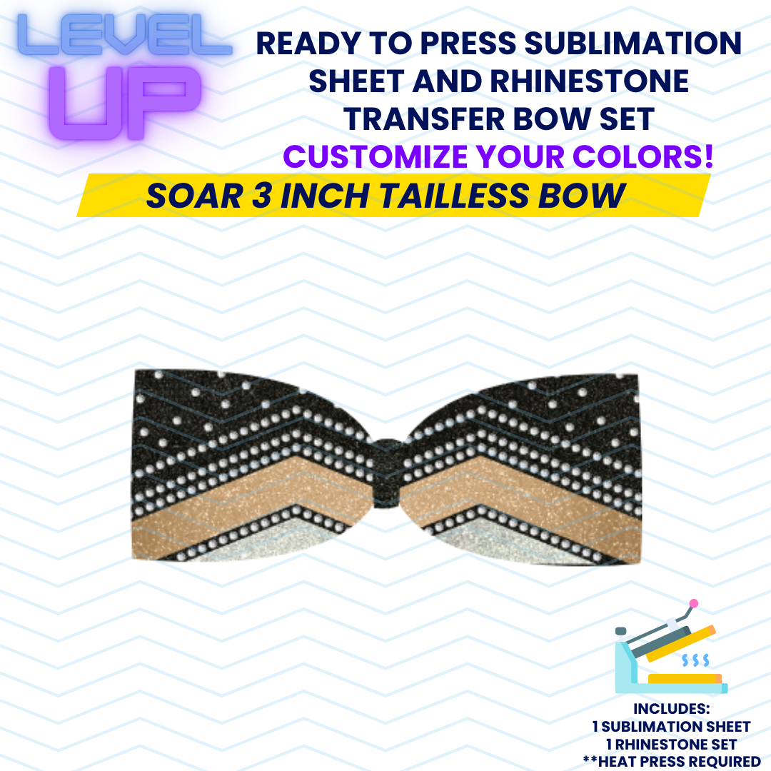 3" Tailless Cheer Bow - Soar Bow Sublimation & Rhinestone Ready To Pre ...