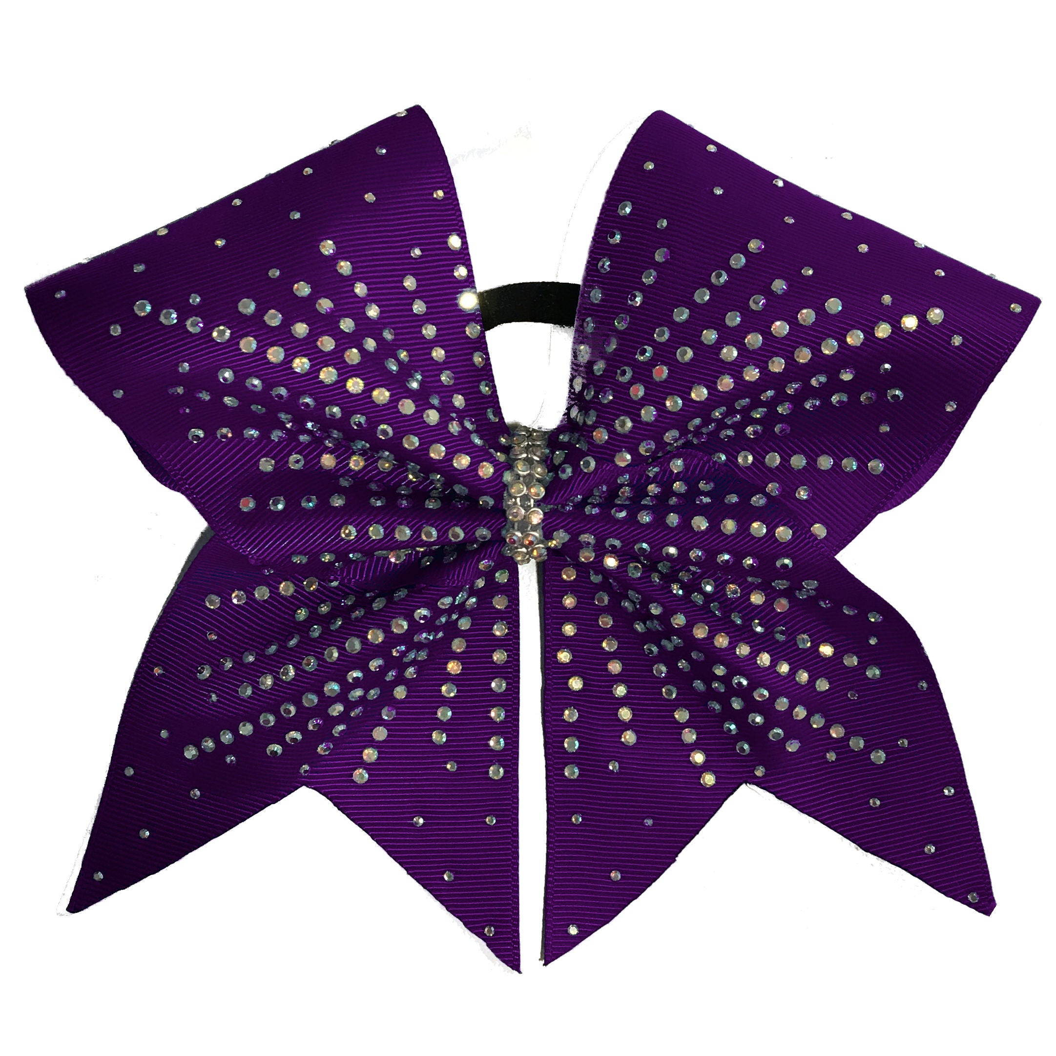 SS10 Center Burst with Angle Tails Rhinestone Cheer Bow Set (2 Strips ...